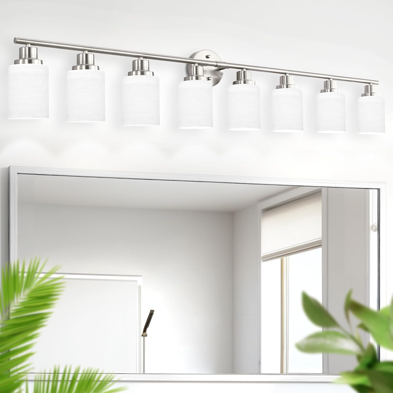 Guliaofo 8-Light Bathroom Vanity Lights, Brushed Nickel Vanity Light ...