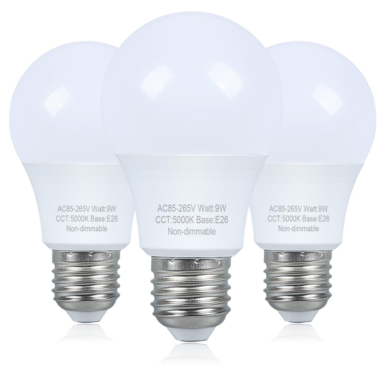 Marxlait 3 Pack LED Light Bulbs 60 watt Equivalent, Daylight 5000K, A19 ...