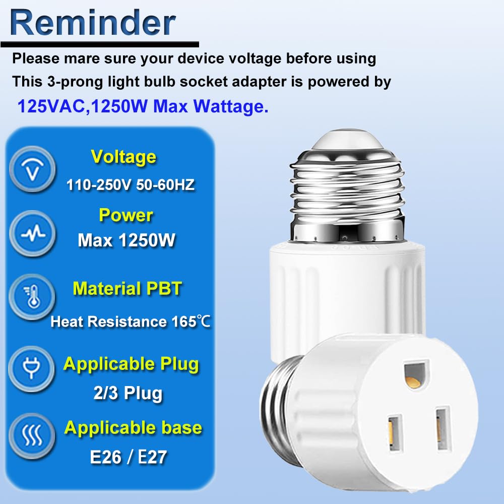 Three Prong Light Socket Adapter