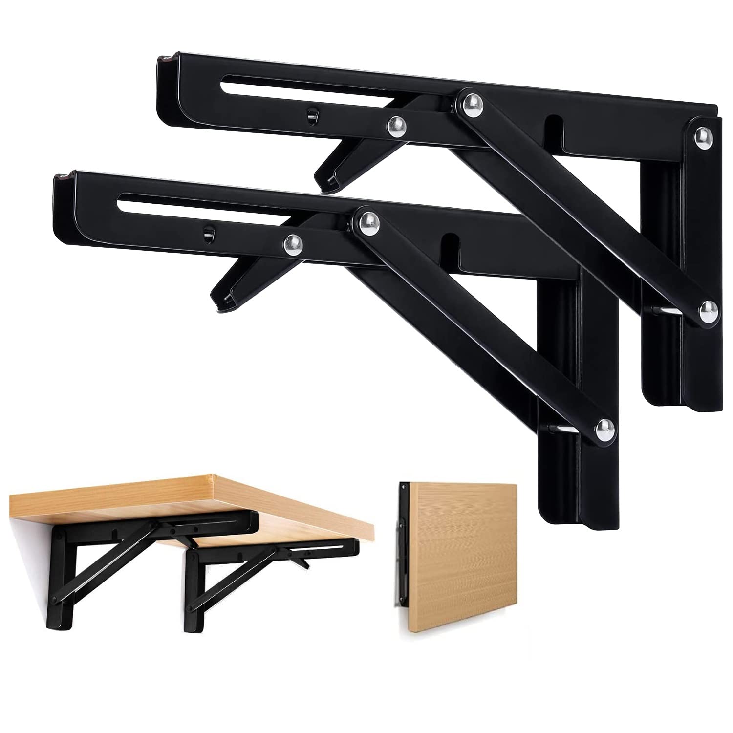 Folding Shelf Brackets Collapsible Shelf Hinge Folding Wall Mounted ...