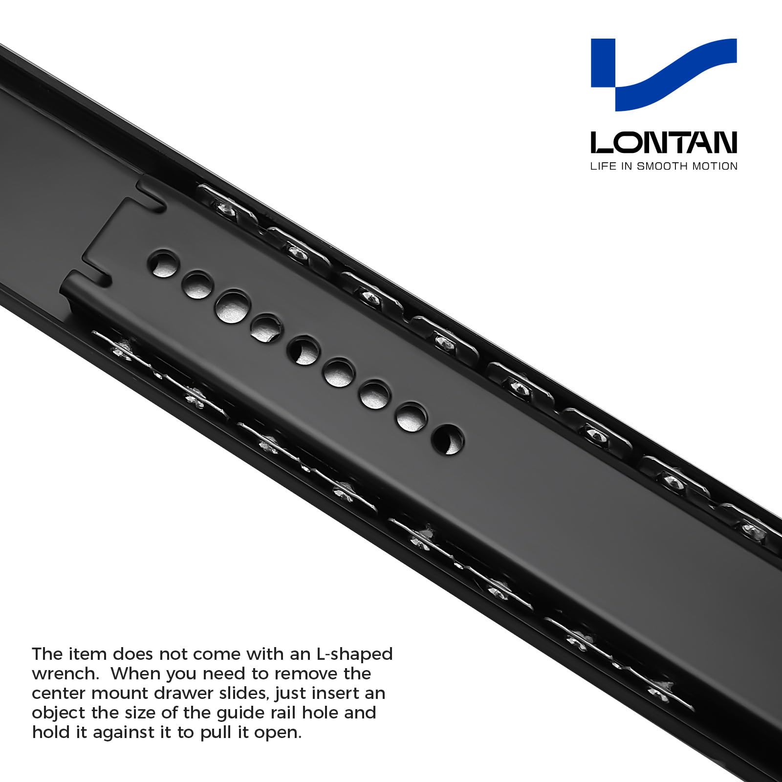 Snapklik.com : LONTAN 1 Piece Black Center Mount Drawer Slides 22 Inch ...