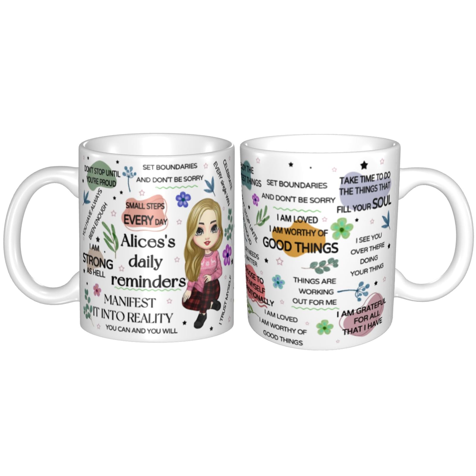 Amazon.com | Personalized Daily Reminder Mug Custom Name Portrait ...