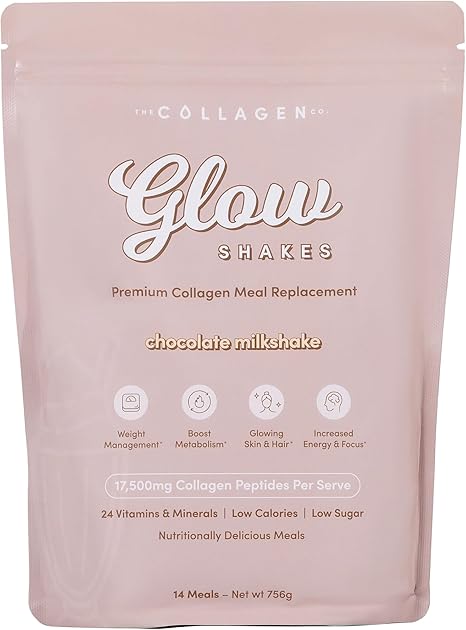 The Collagen Co. Glow Shakes Collagen Meal Replacement - Chocolate ...