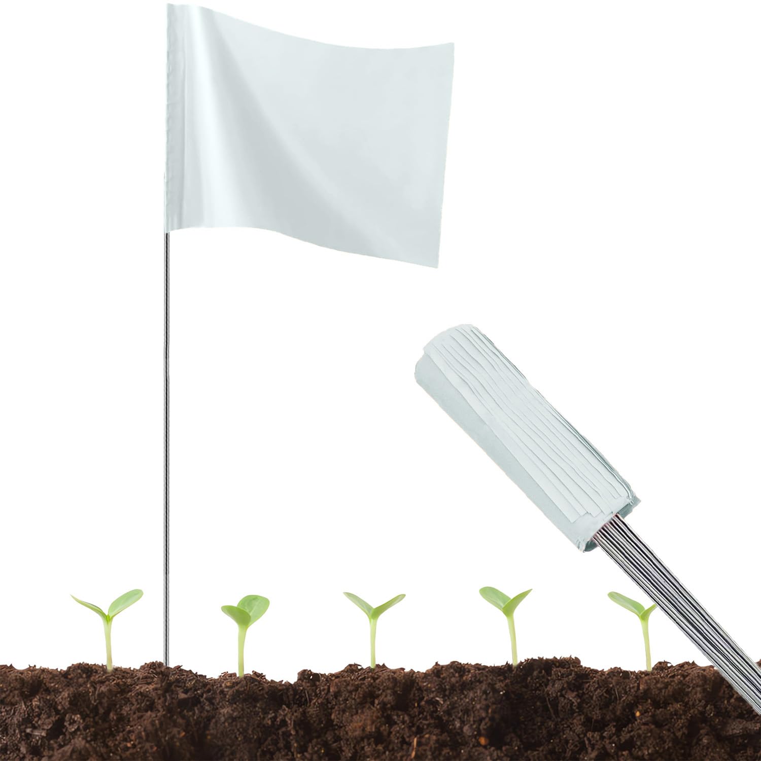 Amazon.com : JIZHGRAD White Marking Flags for Lawn, 50Pack Yard Flags ...