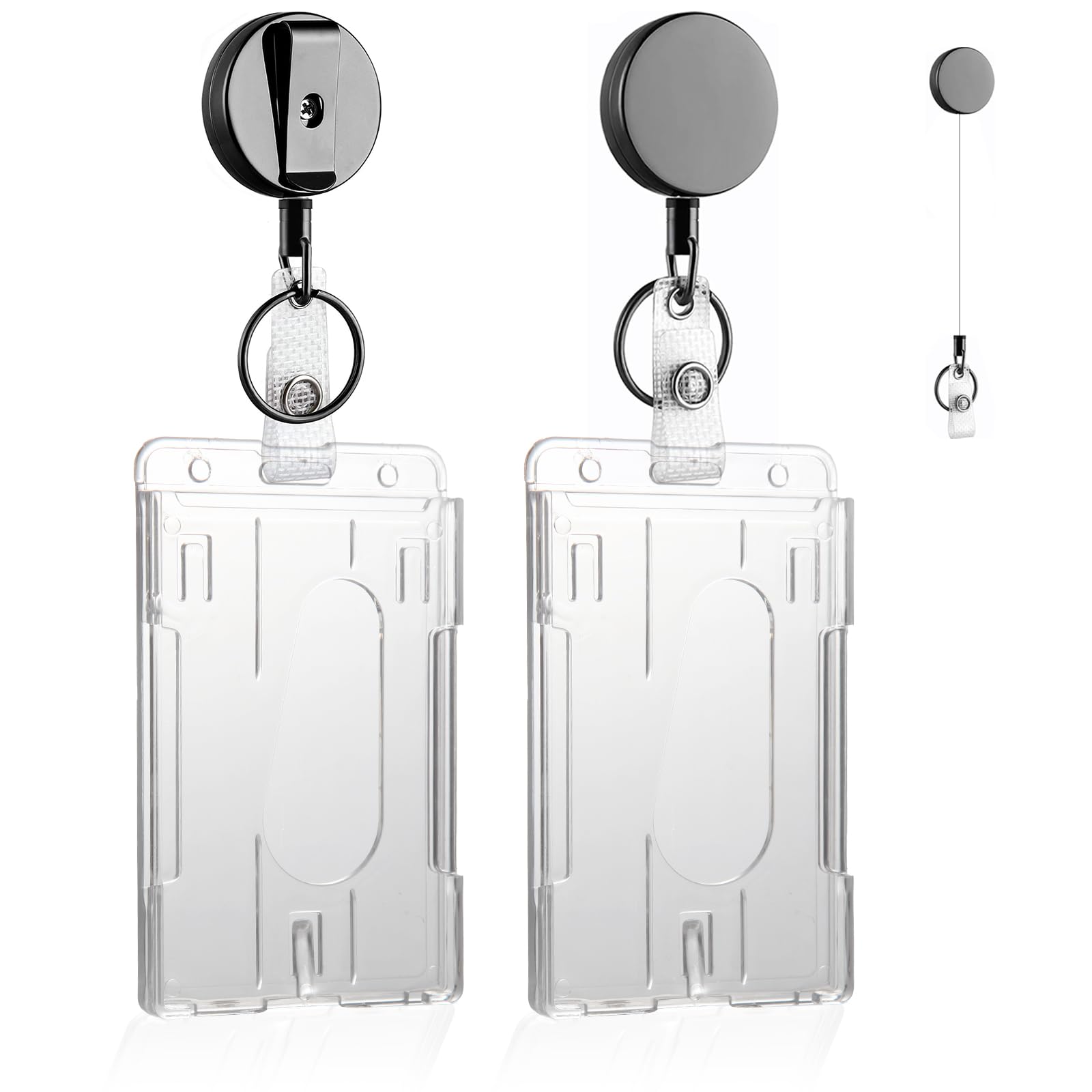 SYGELER 2 Pack Heavy Duty Badge Reel with Thumb Slots Hard Transparent ...