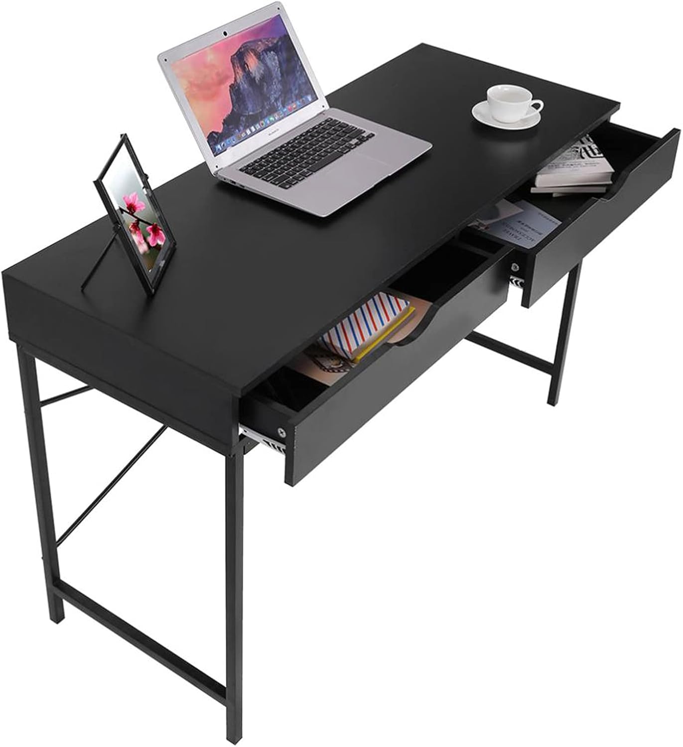 Amazon.com: Floenr 47IN Laptop Computer Desk with 2 File Drawer | Home ...