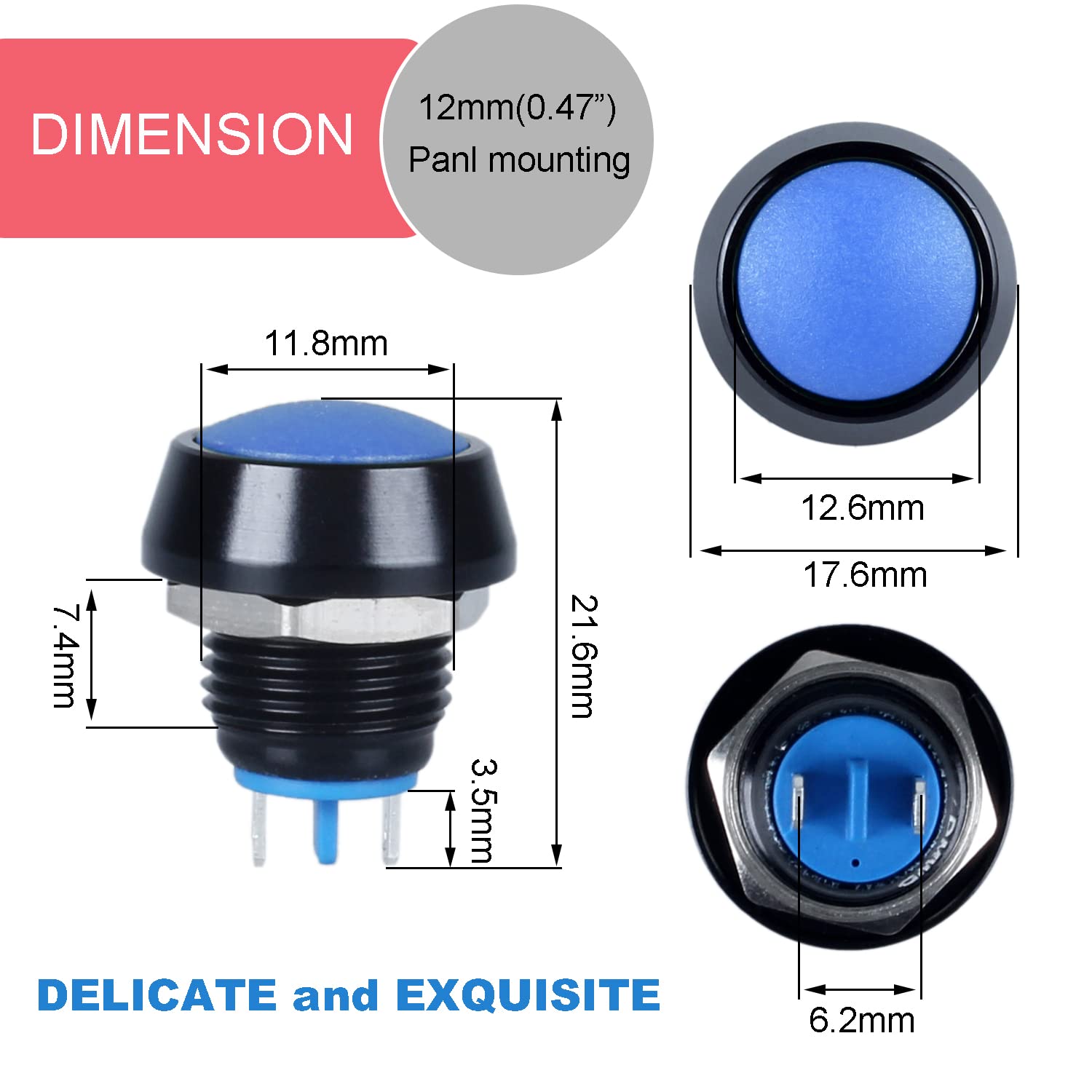 Snapklik.com : DMWD 2pcs 12mm Waterproof Metal Momentary Domed Push ...