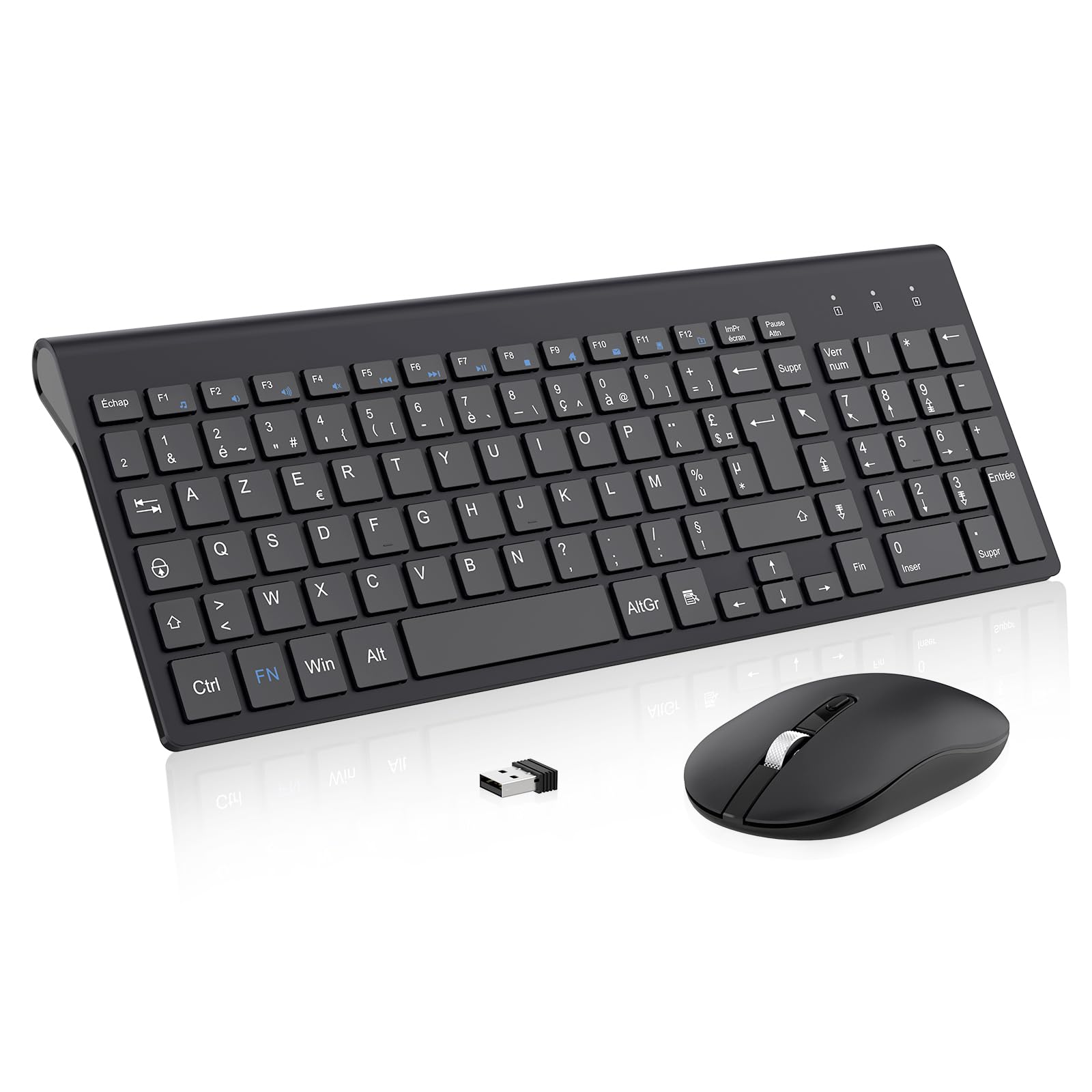 Ensemble Clavier et Souris sans Fil, cimetech Claiver AZERTY Français ...