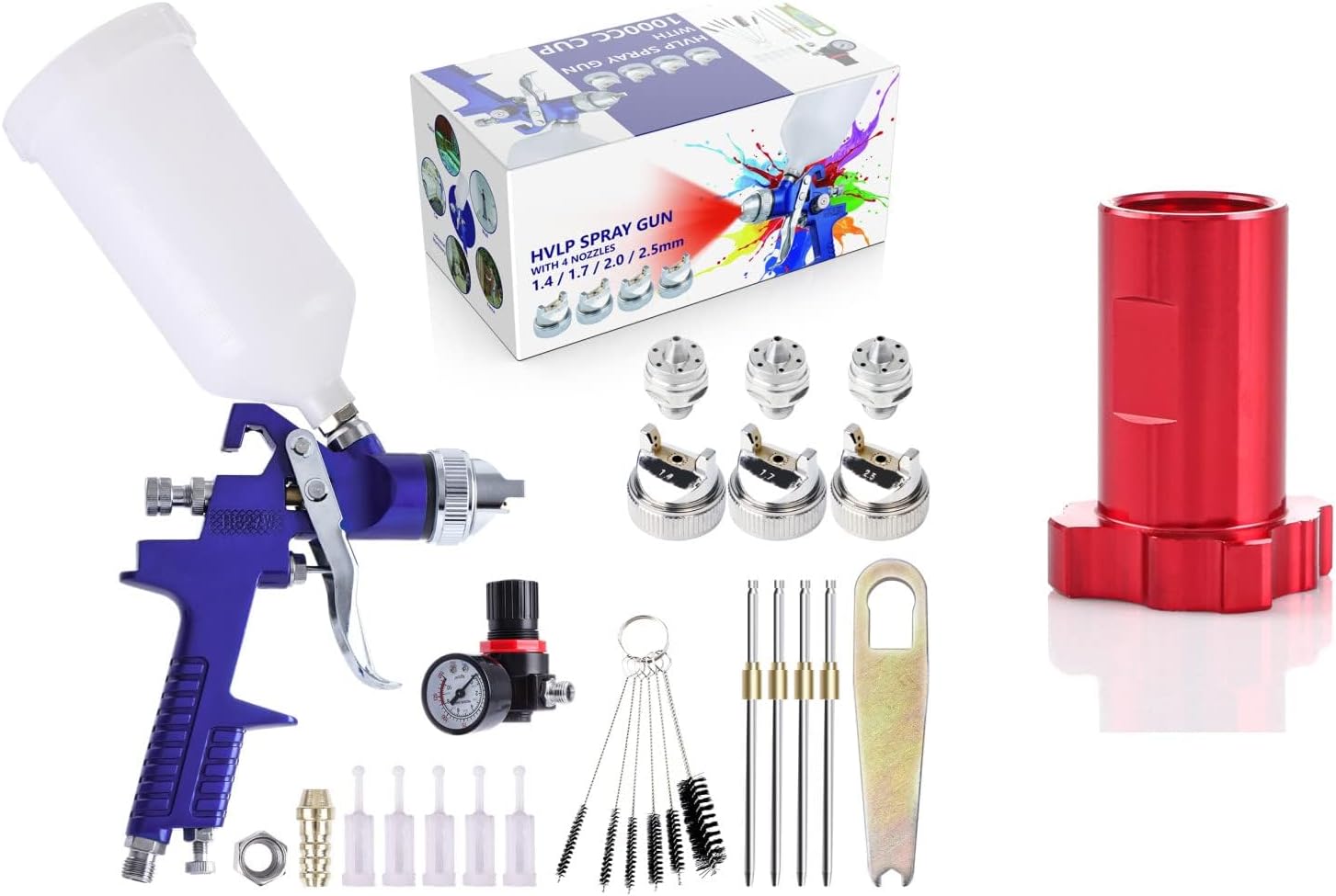 Amazon.com : HVLP Paint Sprayer Gun and Spray Gun Cup Adapter for Auto ...