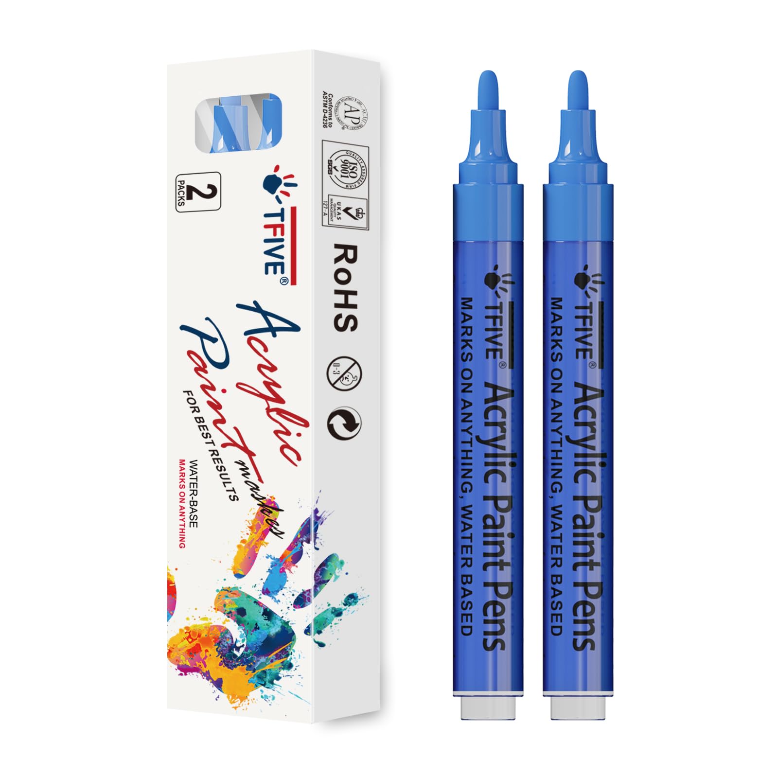 Amazon.com: TFIVE Blue Paint Marker Paint Pens - 2 Pack Acrylic ...
