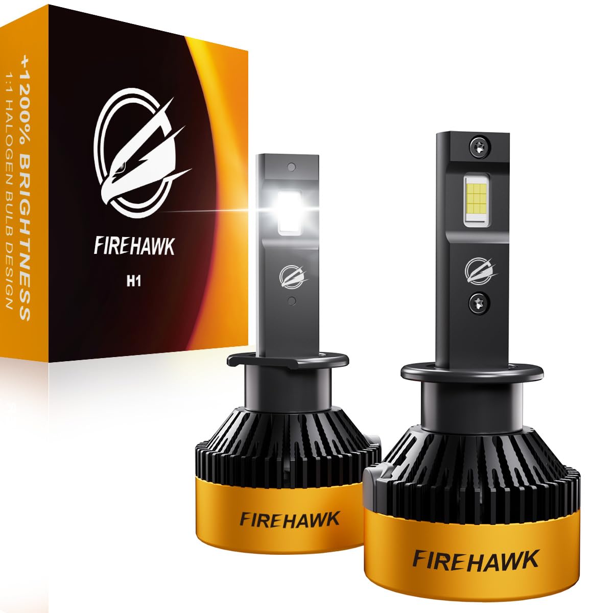 Firehawk H1 LED Headlight Bulbs 50000LM 1200% Brighter 6000K Cool White ...