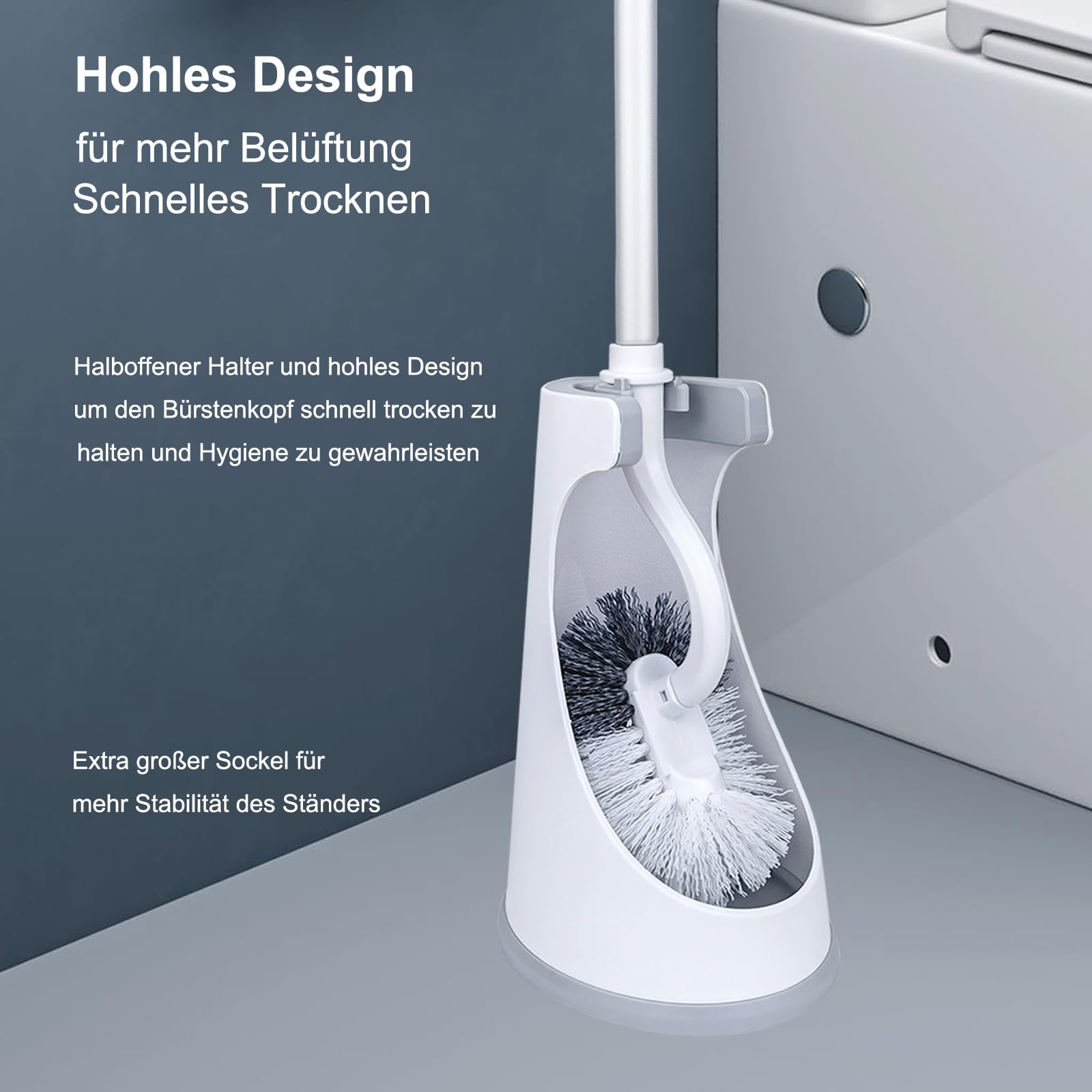 SUIXI 2 Pack Toilet Brush, Curved Design Angled Cleaner Brush Scrubber ...