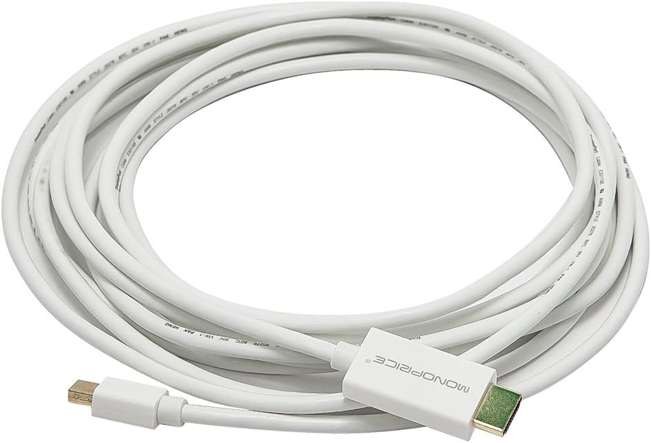Amazon.com: Monoprice 15ft 32AWG Mini DisplayPort to HDMI Cable - White ...