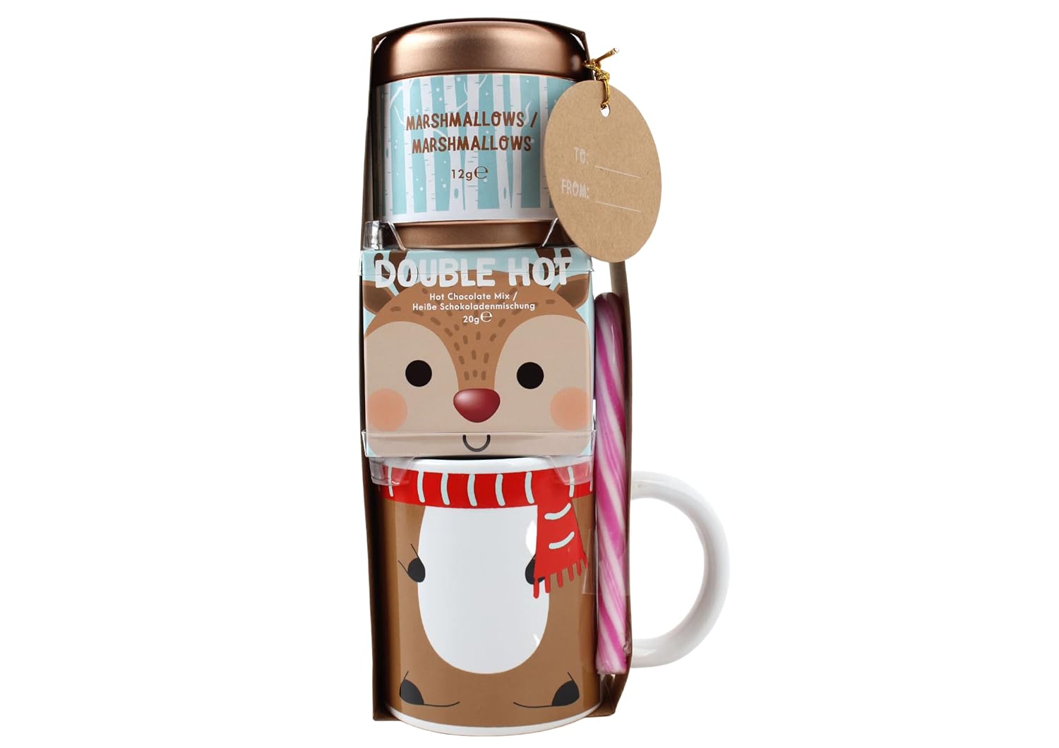 Amazon.com : Hot Chocolate Gift Set With Reindeer Mug - Sachets, Mini ...