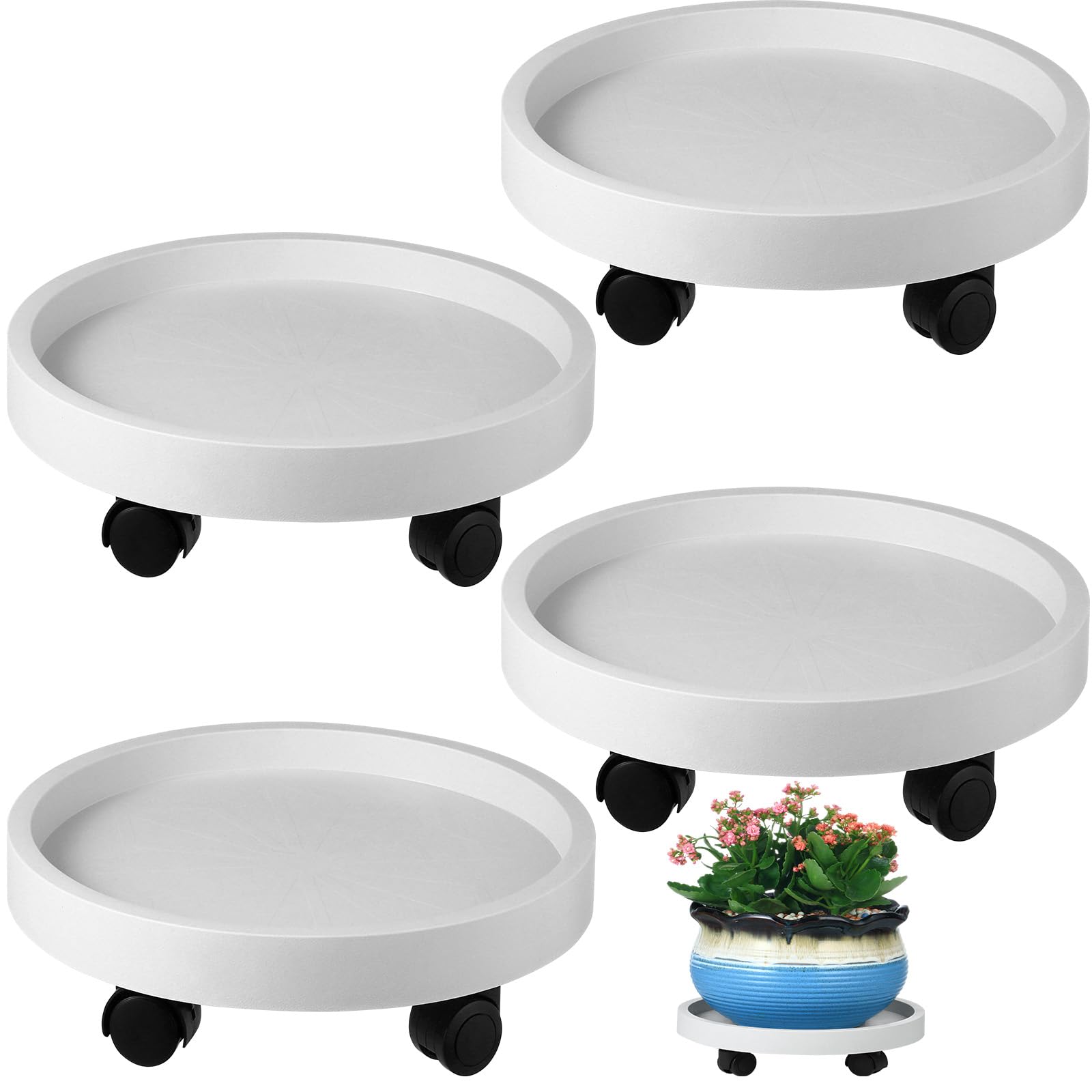 Amazon.com: 4 Packs Plant Caddy with Wheels 12" Plant Stand Potted ...