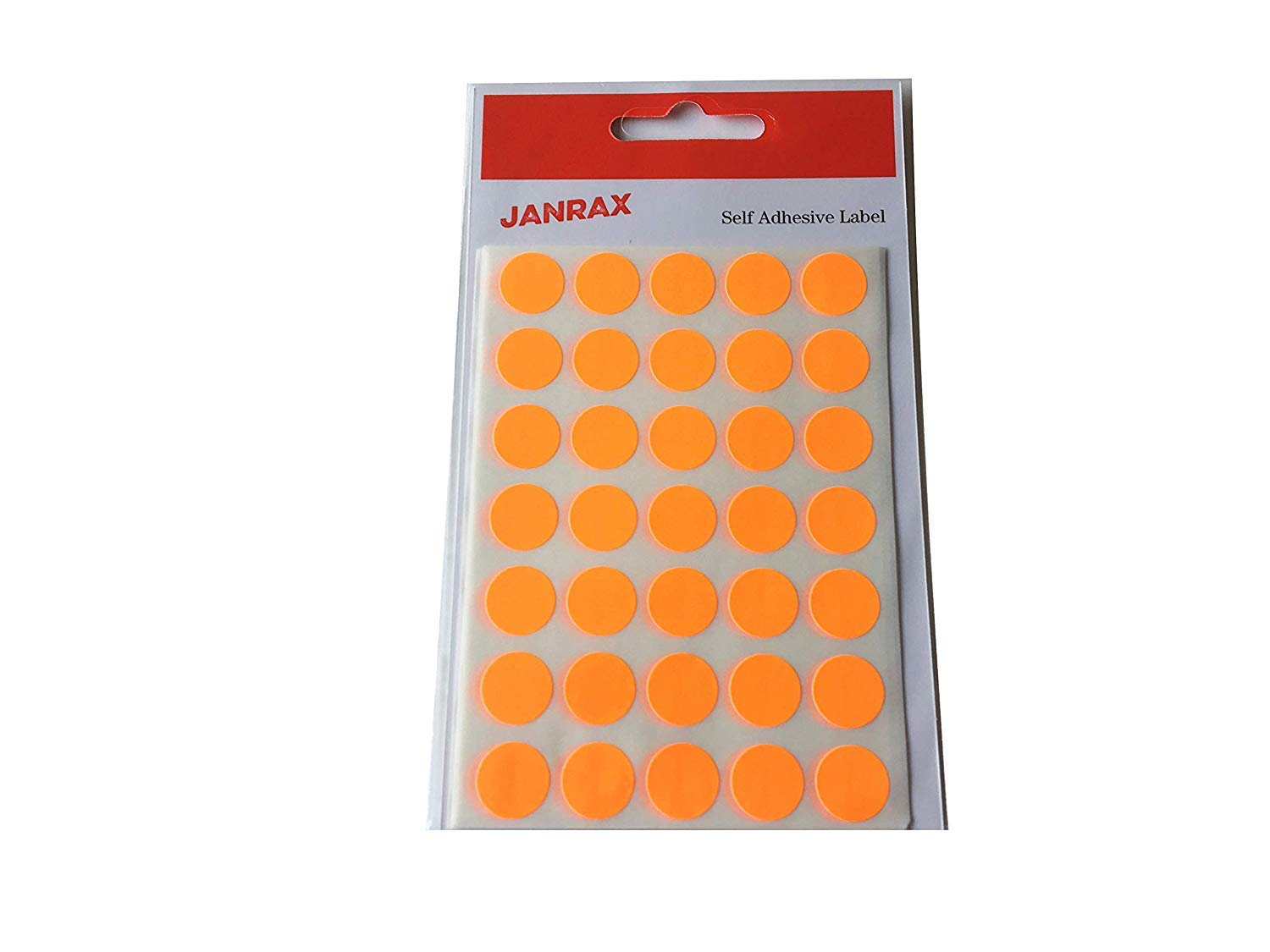 Pack of 140 Self Adhesive Fluorescent Orange 13mm Round Labels ...