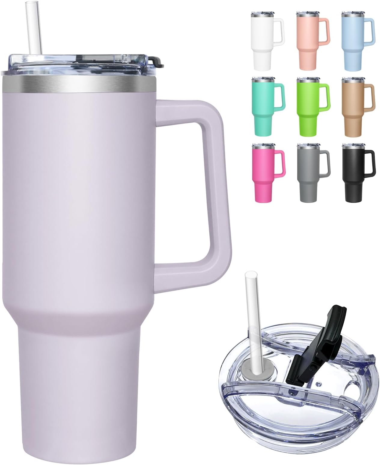 idudu 40oz(1200ml) Isolierbecher mit Griff, Doppelwandig Vakuum ...