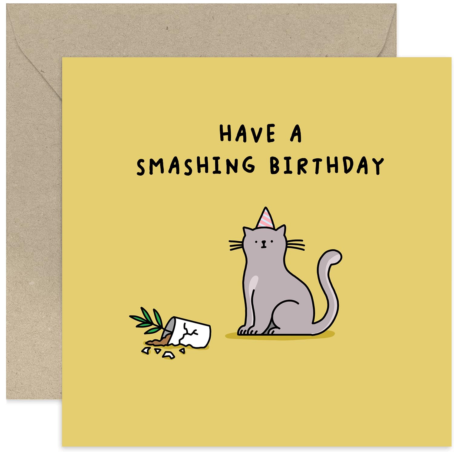 Old English Co. Funny Cat Birthday Card - 'Smashing' Birthday Gift for ...