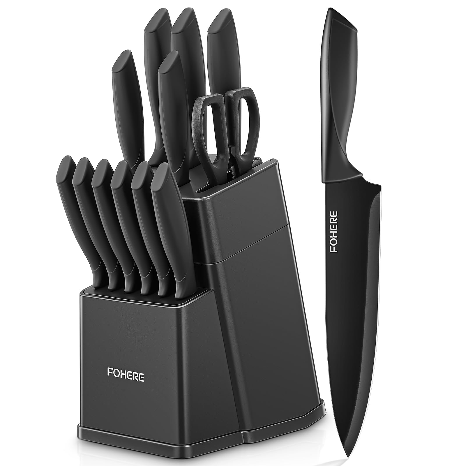 Amazon.com: Knife Set, FOHERE 13 Pcs Self Sharpening Knife Set, High ...