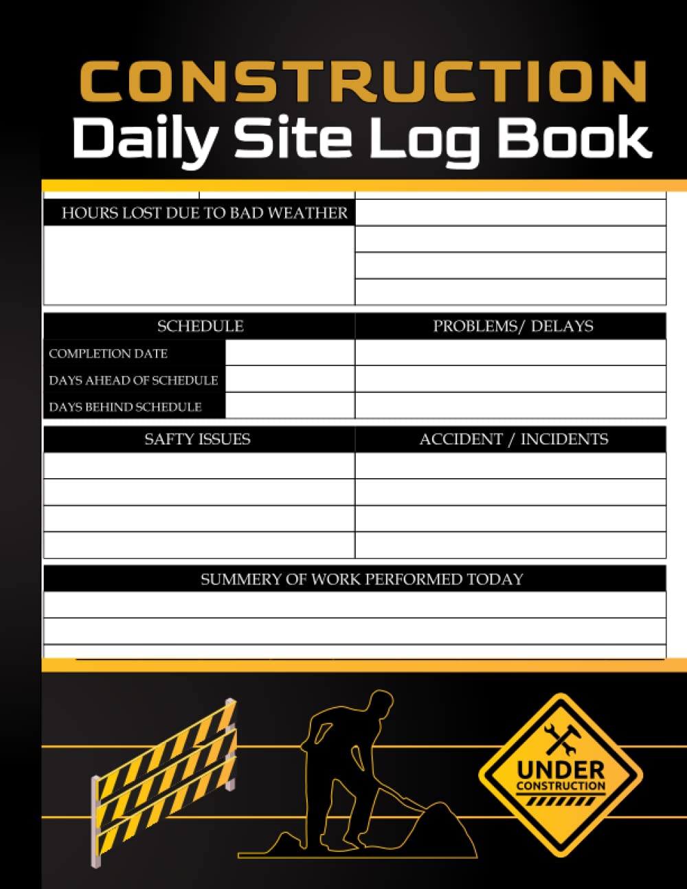Construction Site Daily Log Book: Construction and Maintenance Daily ...