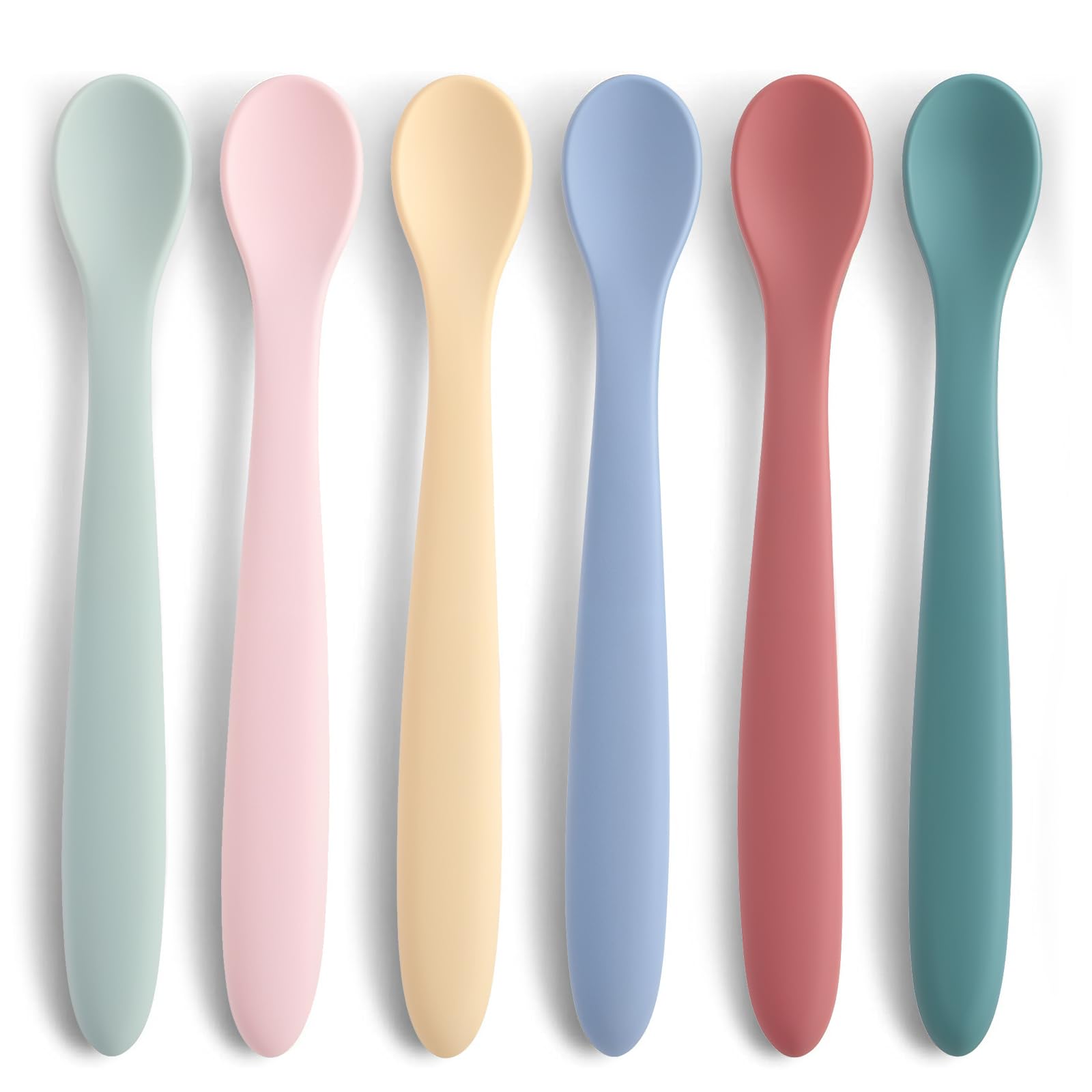 Amazon.com: Baby Spoons,6 PCS Silicone Baby Feeding Spoons,Training ...