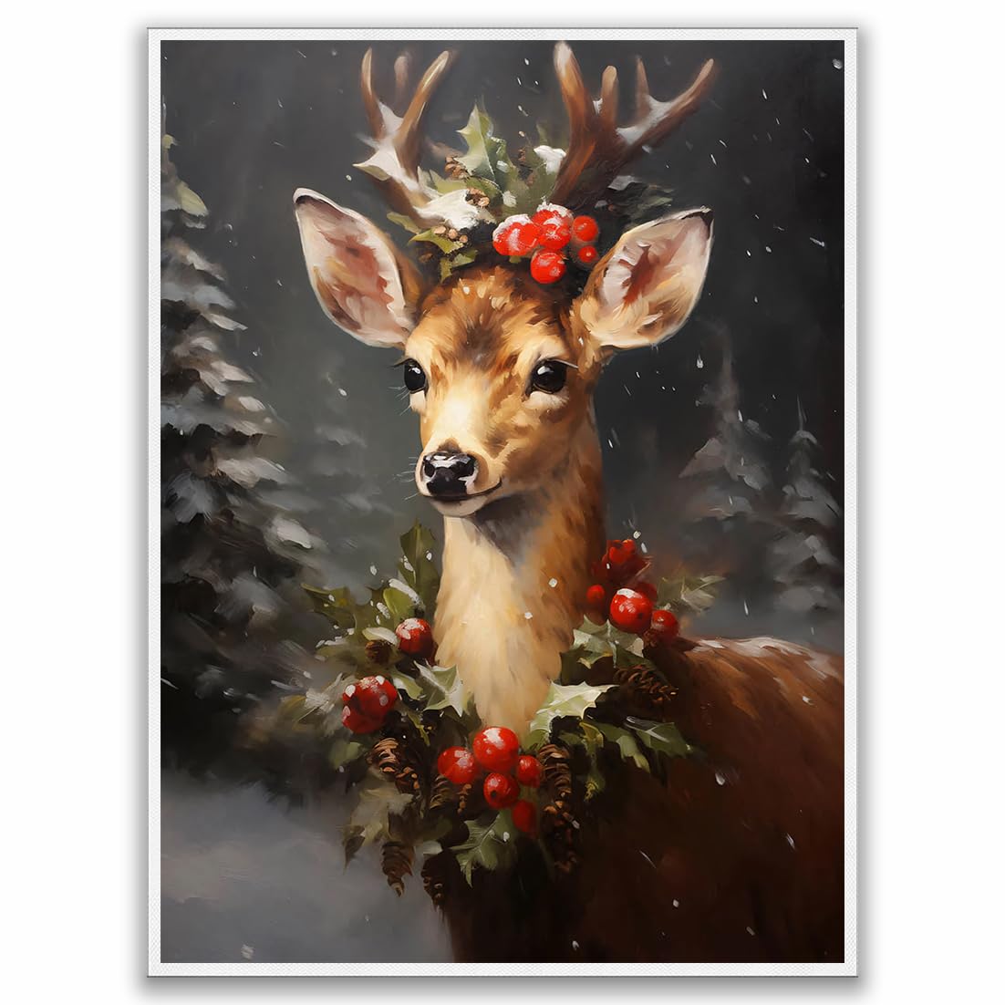 Amazon.com: Vintage Reindeer Christmas Wall Art – Rustic Holiday Decor ...