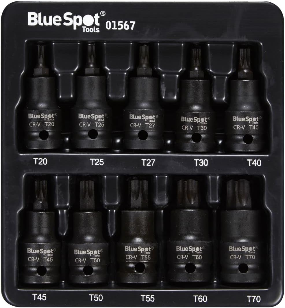Blue Spot Tools Impact Torx T Star Bit Socket Set TRX Sockets 10-Piece ...