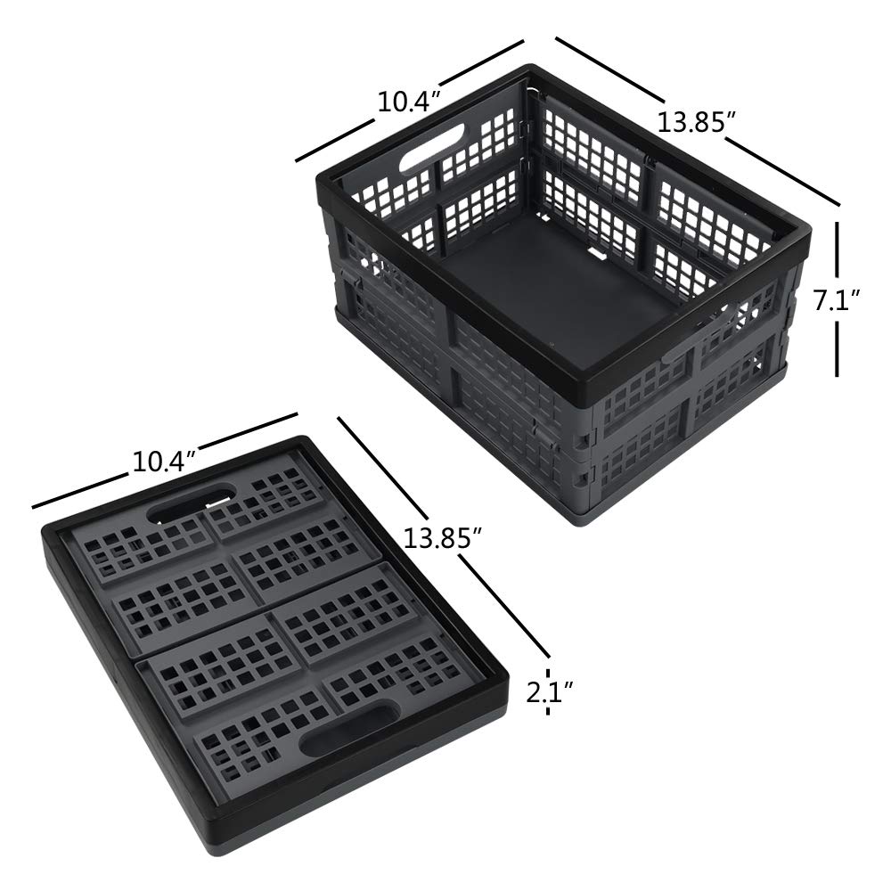 Snapklik.com : Hommp 4-Pack 15 L Plastic Collapsible Storage Crates