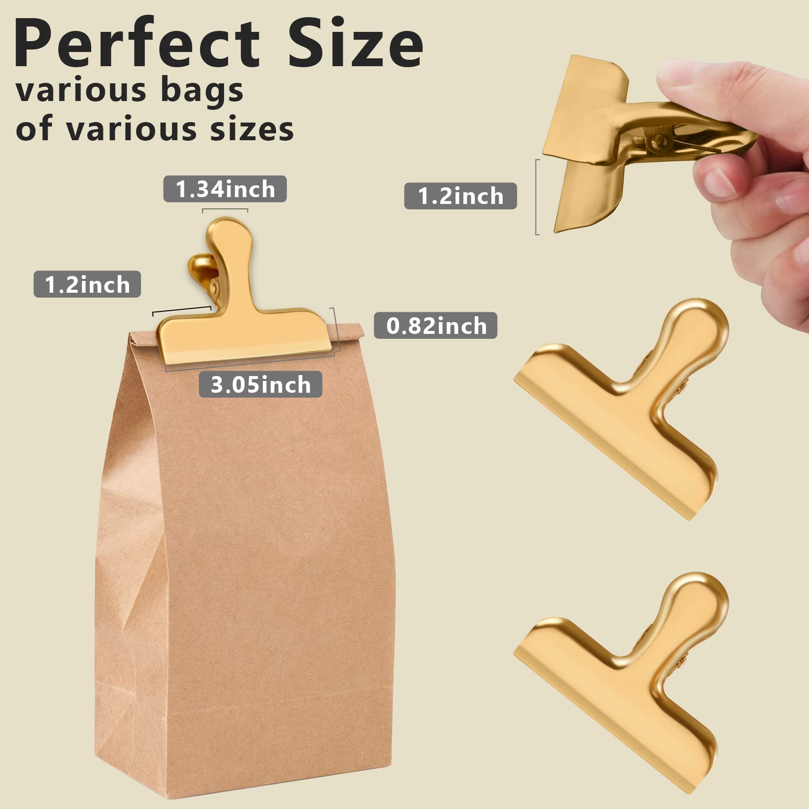 Snapklik.com : 20 Pack 3 Inch Wide Stainless Steel Chip Clips Food Bag ...