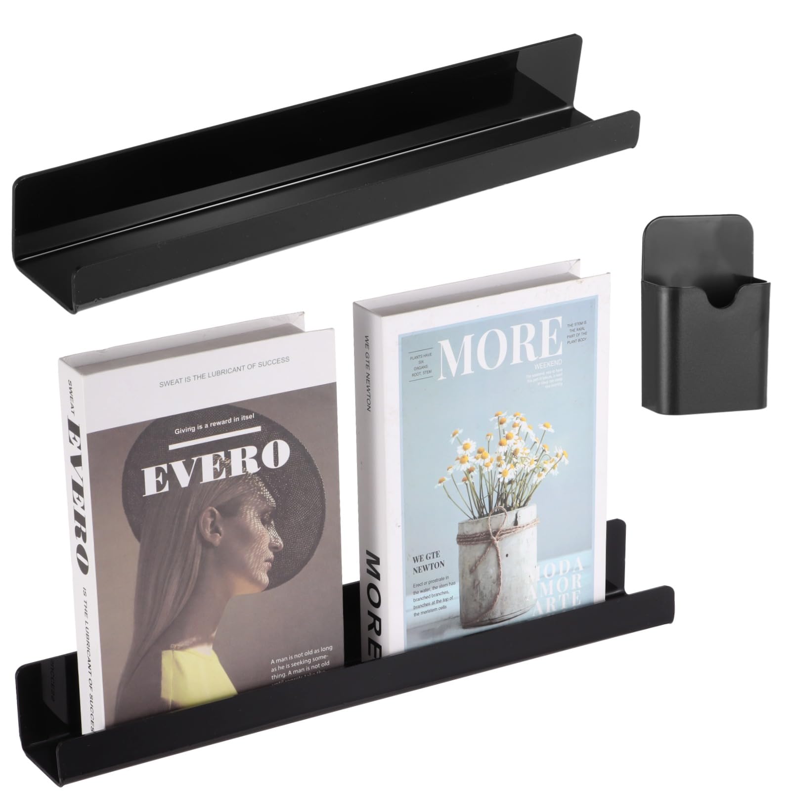 Amazon.com: OMISTAR 2 PCS Magnetic Book Shelves Black, Bookshelves for ...