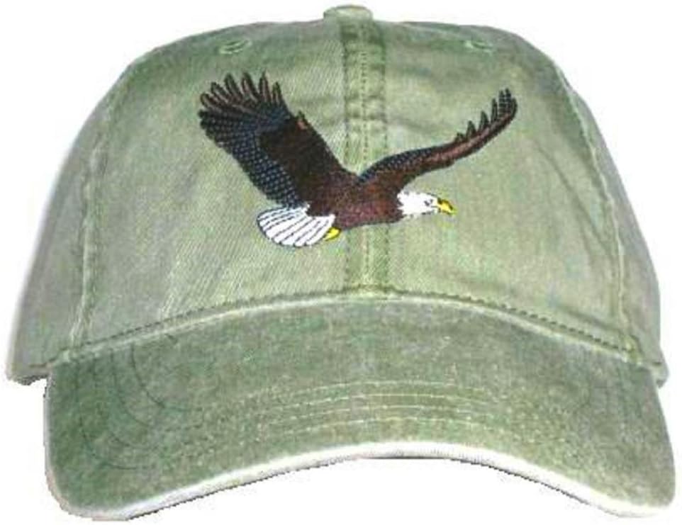 Amazon.com: Bald Eagle Embroidered Cotton Cap Green : Clothing, Shoes ...