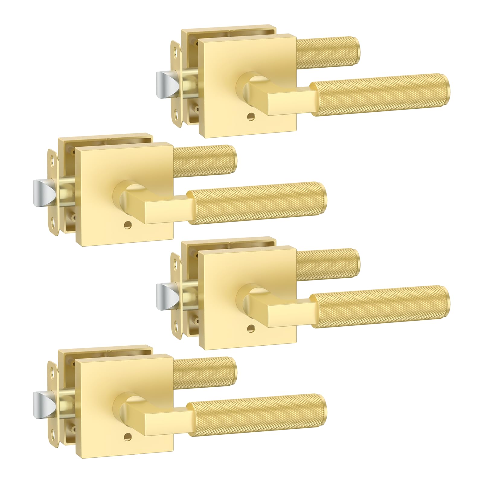 FILTA 4 Pack Gold Door Handles Interior Privacy Door Lever with Lock ...