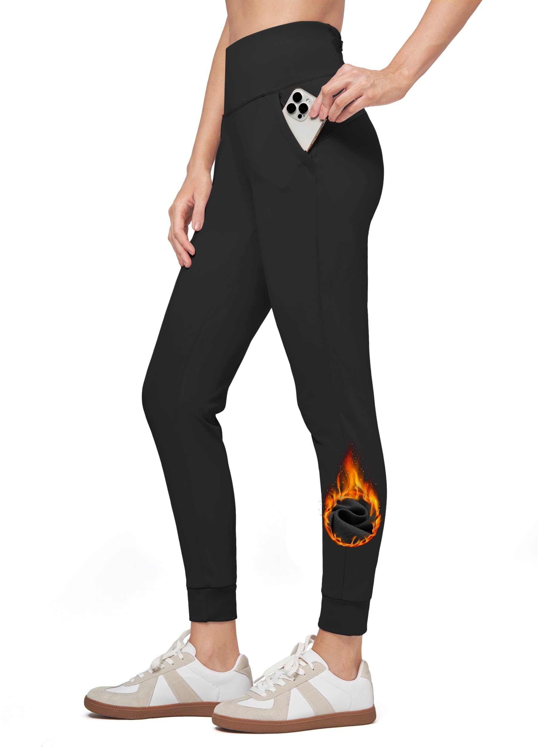 Amazon.com: Willit Women's Fleece Lined Jogger Pants Zipper Pockets ...