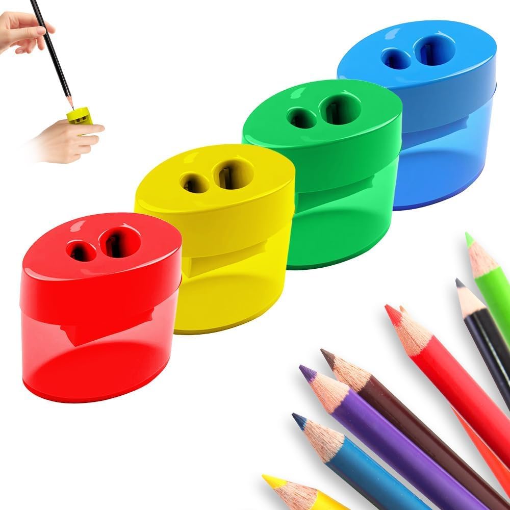 New Twin Hole Pencil Sharpener, Manual Pencil Sharpeners with Container ...