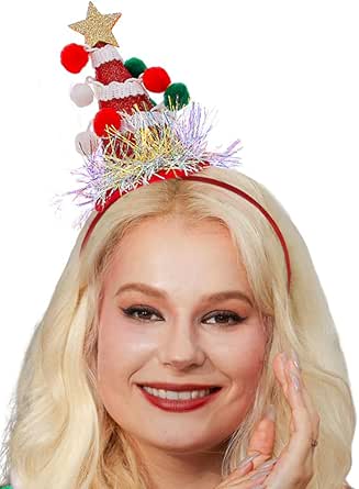 Amazon.com: Outyua Christmas Headband Santa Hat Headbands Xmas Tree ...