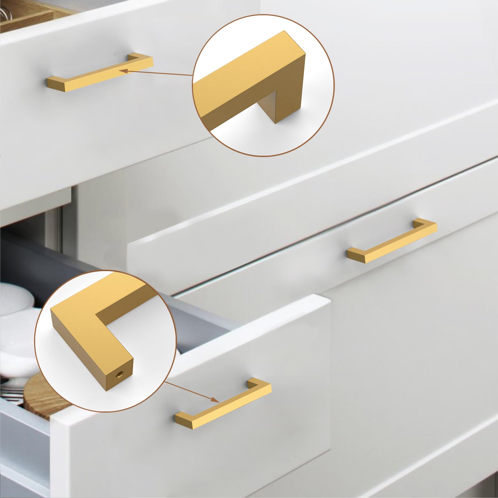 Snapklik.com : 10 Pack Brushed Gold Cabinet Pulls 5 Inch Gold Kitchen ...
