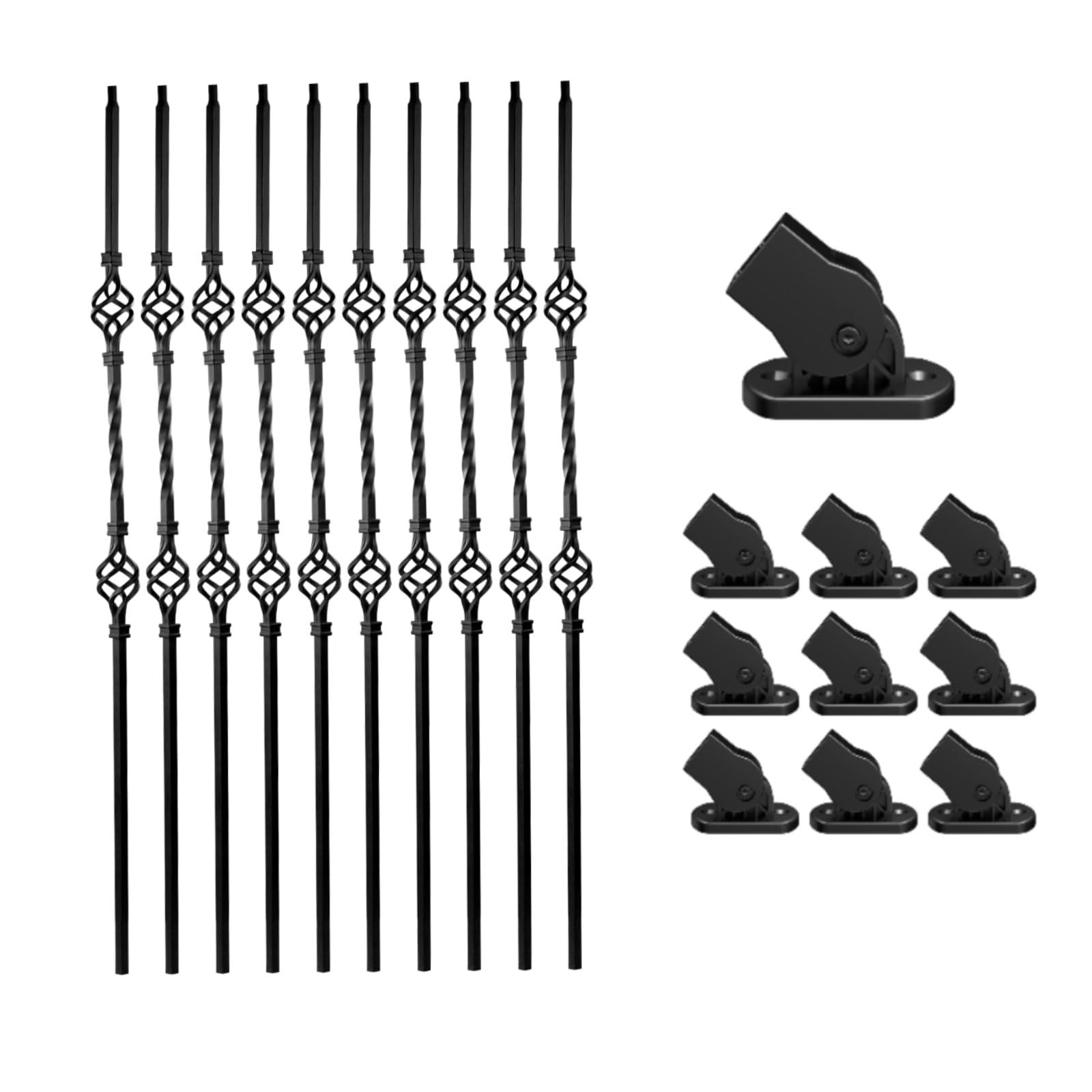 Muzata 10Pack Iron Baluster Shoes Swivel Shoes for Staircase Black ...