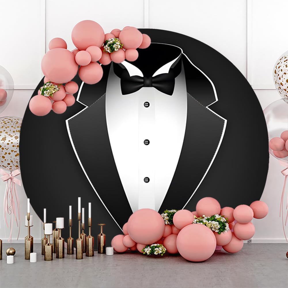 Amazon.com : YongFoto Gentleman Black Tuxedo Round Backdrop Cover 7ft ...