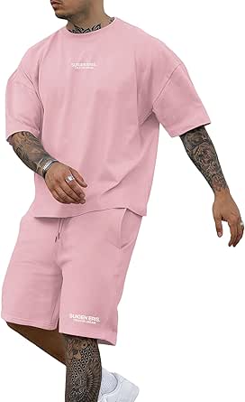 Amazon.com: Ryehack Men's 2 Piece Outfits Short Sleeve Crew Neck Summer ...