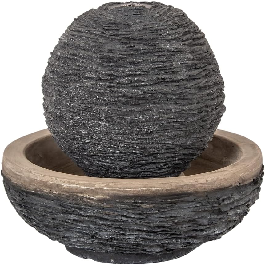 Gardenesque Globe Water Feature - LED Lights - Lightweight Fibreclay ...