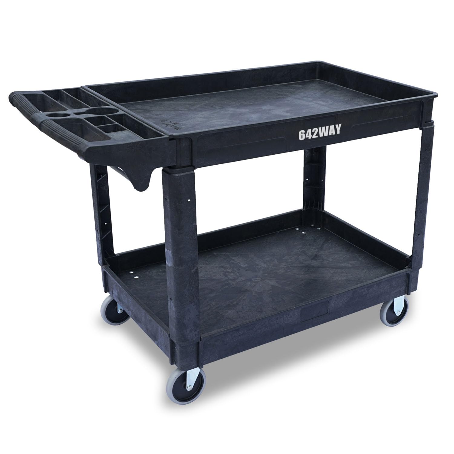 Amazon.com: Utility Service Cart 2 Shelf Plastic Rolling Work Cart ...
