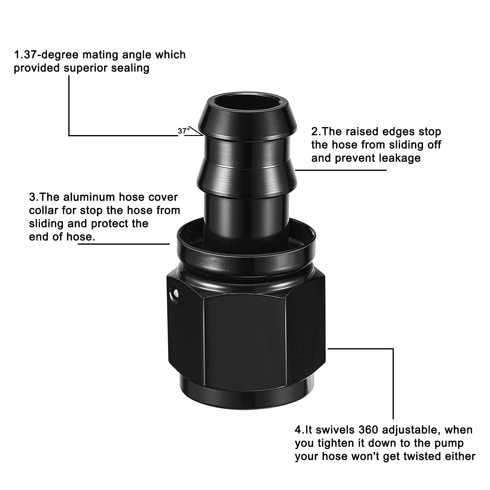 Snapklik.com : 10AN Straight Push Lock Hose End Fitting Aluminum Female ...