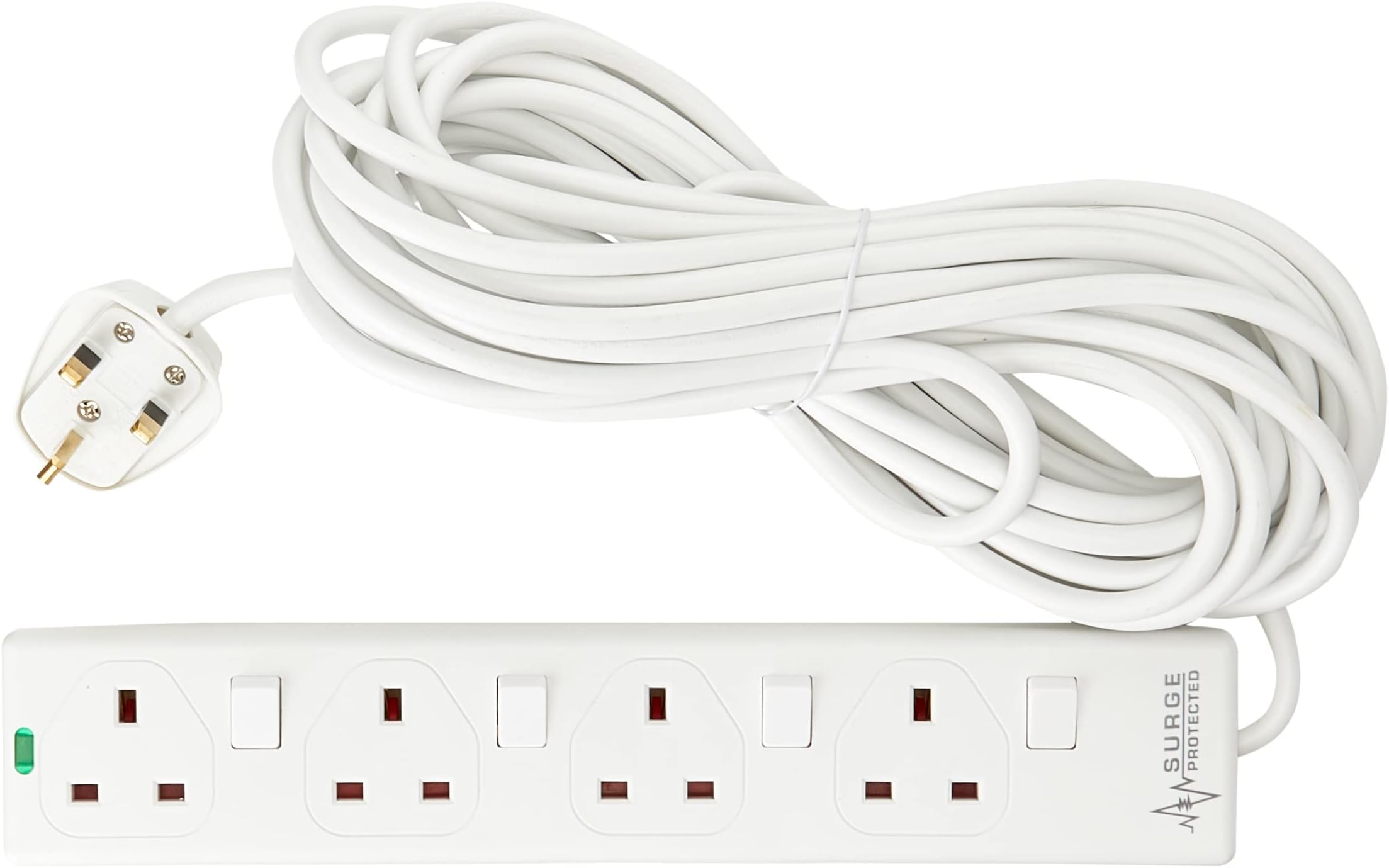 PRO ELEC PELB1942 4 Gang Switched Surge Protected Extension Lead White ...