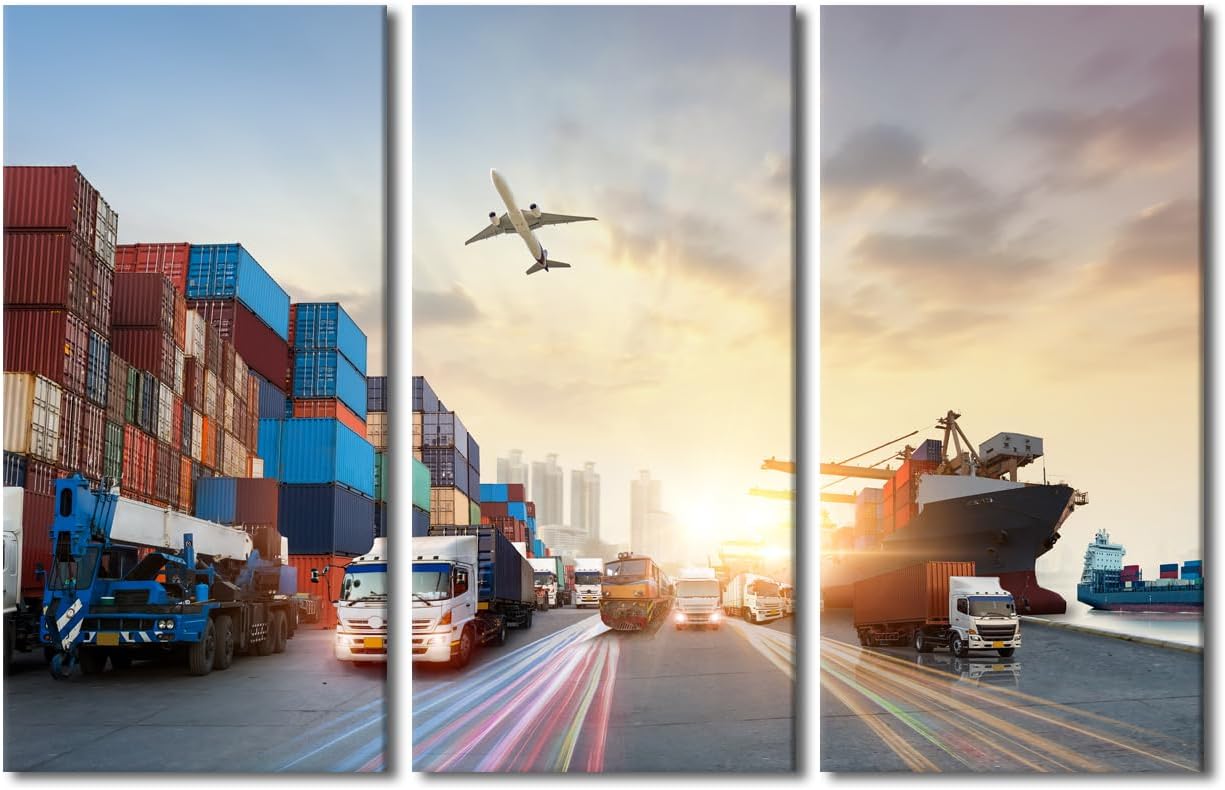Amazon.com: 3 Piece Canvas Wall Art Prints Pictures Container Cargo ...