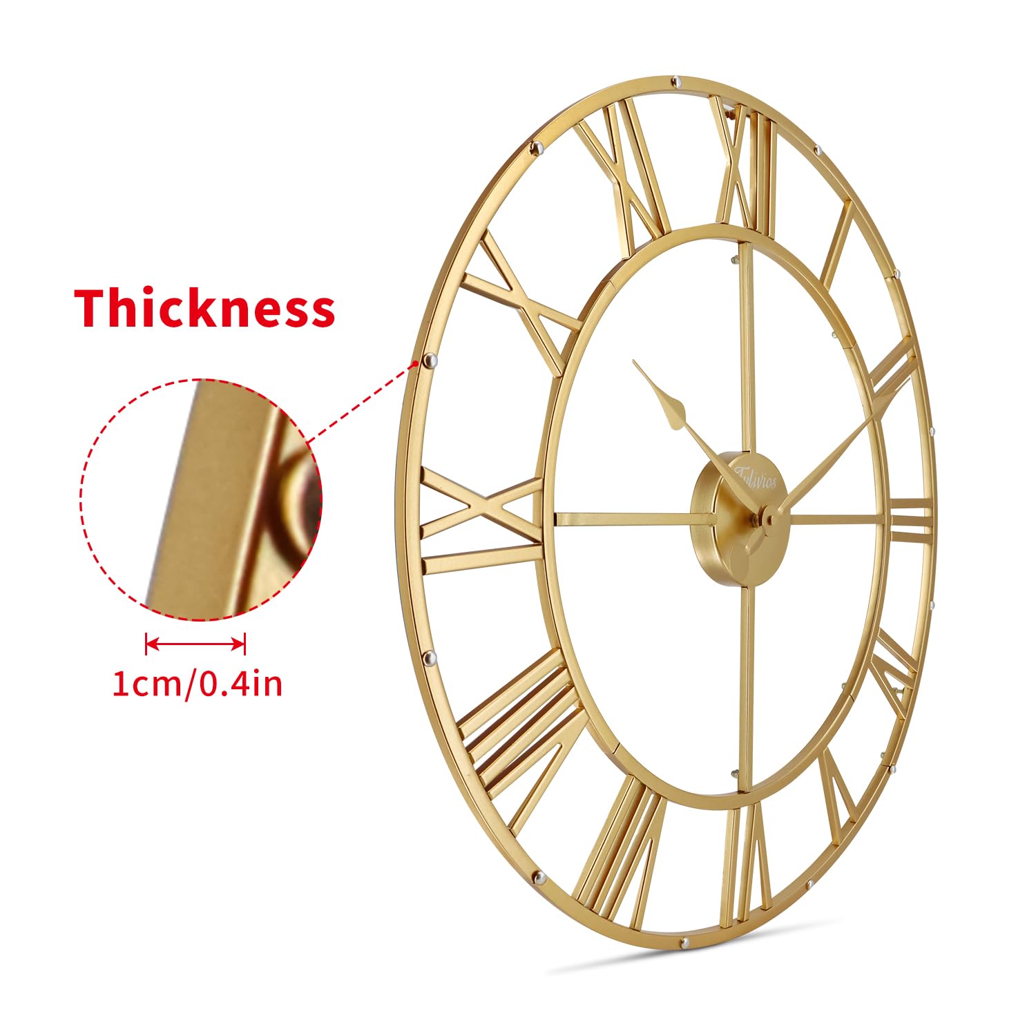 Tulivios Gold 24 inch Large Wall Clock, Wall Clocks Decorative Living ...