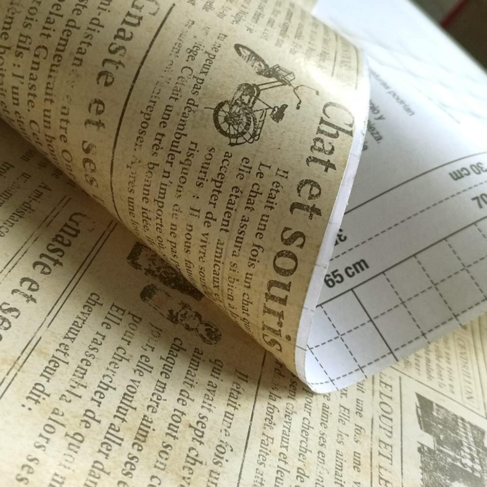Buy HDSticker Peel and Stick Vintage Newspaper Contact Paper Wallpaper ...