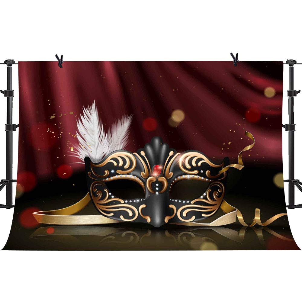 PHMOJEN Gold and Black Mask Backdrop Masquerade Dress-up Party ...