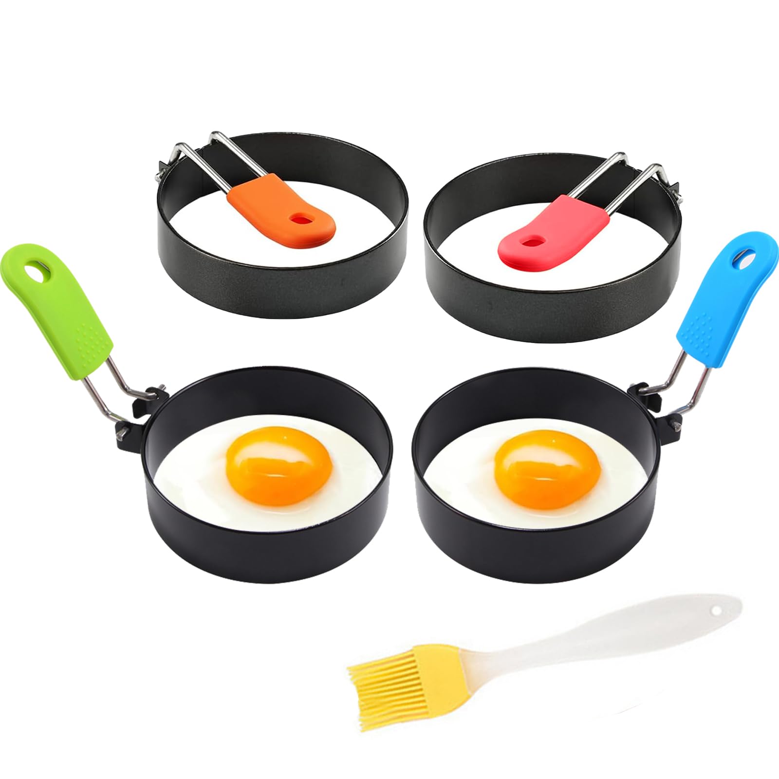 4Pack Egg Rings for Frying, Non Stick Fried Egg Ring Stainless Steel ...