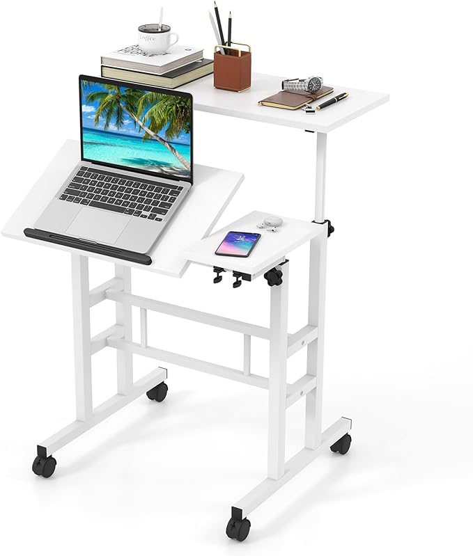 Amazon.com: Tangkula Mobile Stand Up Desk, Height Adjustable Home ...