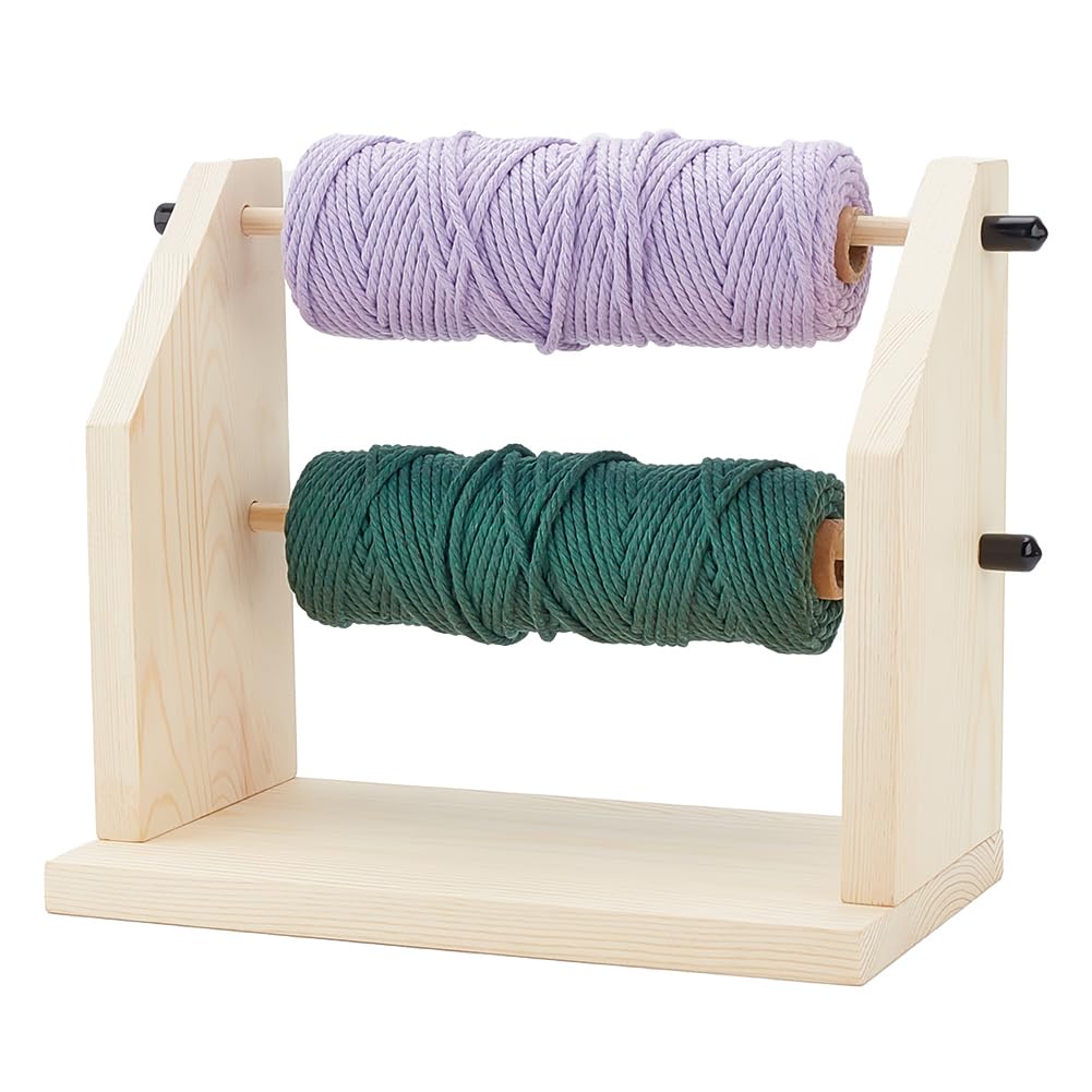Amazon.com: AHANDMAKER Double Revolving Yarn Holder, Handmade Wood Yarn ...
